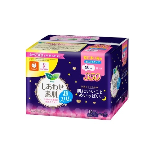 [取寄10]ロリエしあわせ素肌超スリム特に多い夜用350羽つき [4901301354570]: PCボンバー